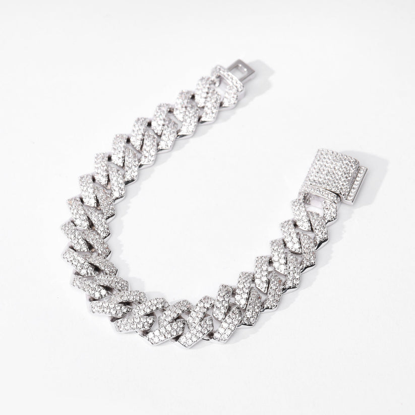 12mm Cuban Prong Bracelet (V2.0) - White Gold – BrijClo