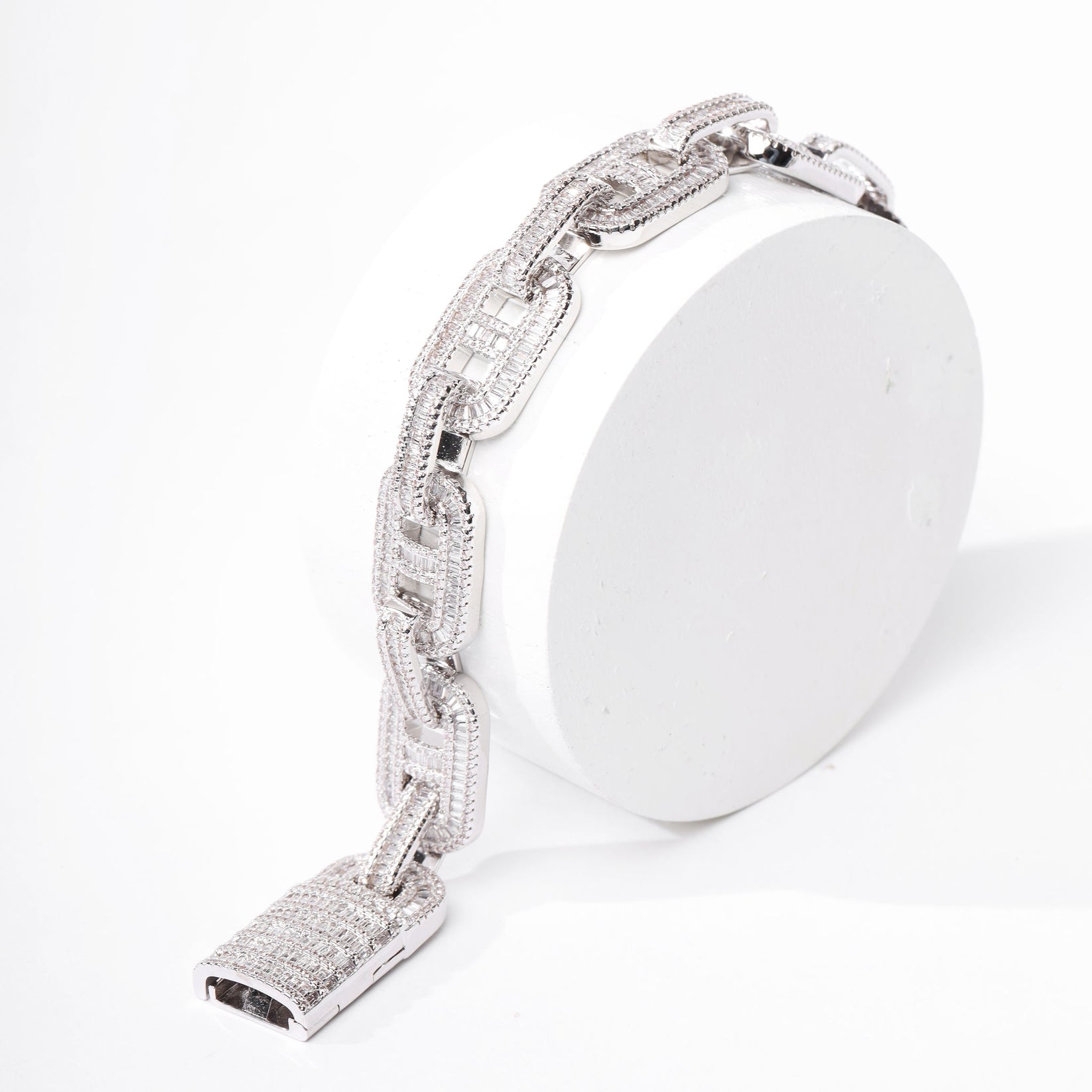 15mm Baguette Mariner Bracelet (V2.0) - White Gold – BrijClo